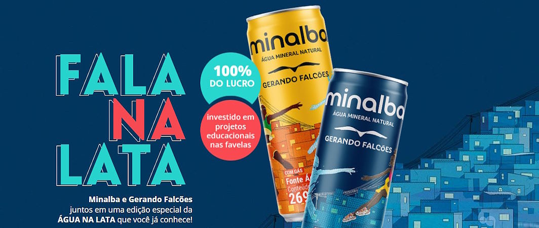 MINALBA BRASIL E GERANDO FALCÕES LANÇAM ÁGUA MINERAL EM LATA - Mesa de bar